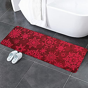Libaoge Kitchen Mat Rug 1 PCS Christmas Snowflake Red Runner Rug Anti-Fatigue Comfort Memory Foam Standing Mat Non-Slip Floor Door Mat for Bathroom Bedroom 18x47in