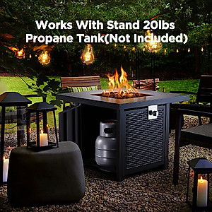 Ciays Propane Fire Pits Table 32 Inch Outdoor Gas Fire Pit, 50,000 BTU Steel Fire Table with Lid and Lava Rock, Add Warmth and Ambience to Gatherings and Parties on Patio Deck Garden Backyard,Black