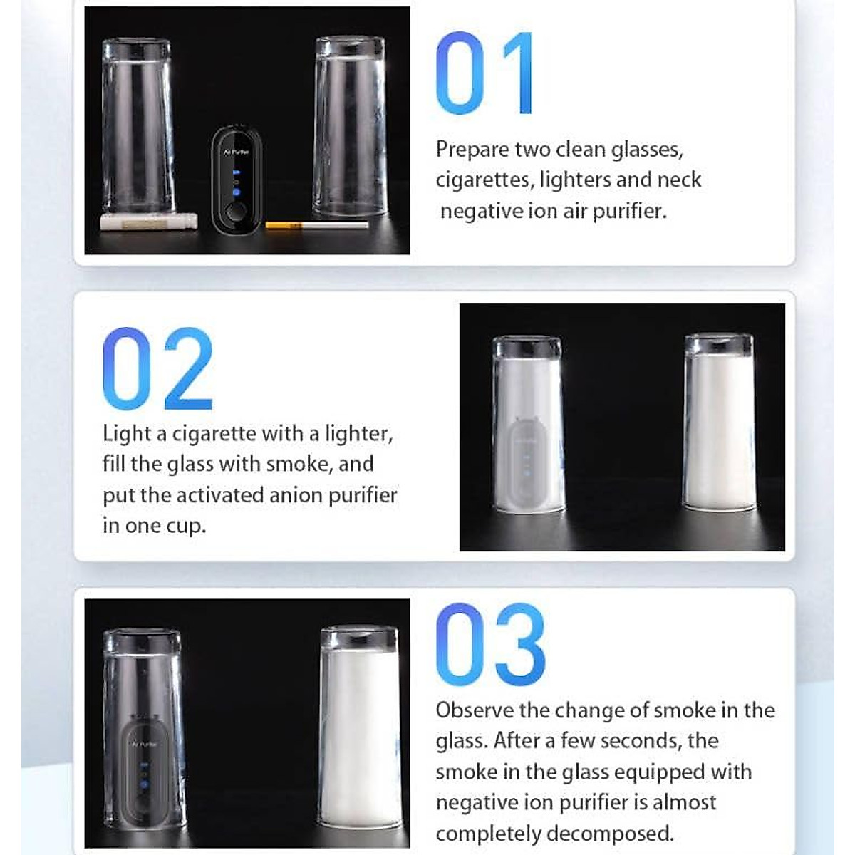 Portable Air Purifier Necklace,Personal Small Air Purifiers,100% No Static Electricity,Rechargeable Ionizer,for Bedroom,Car and Airplane,Black