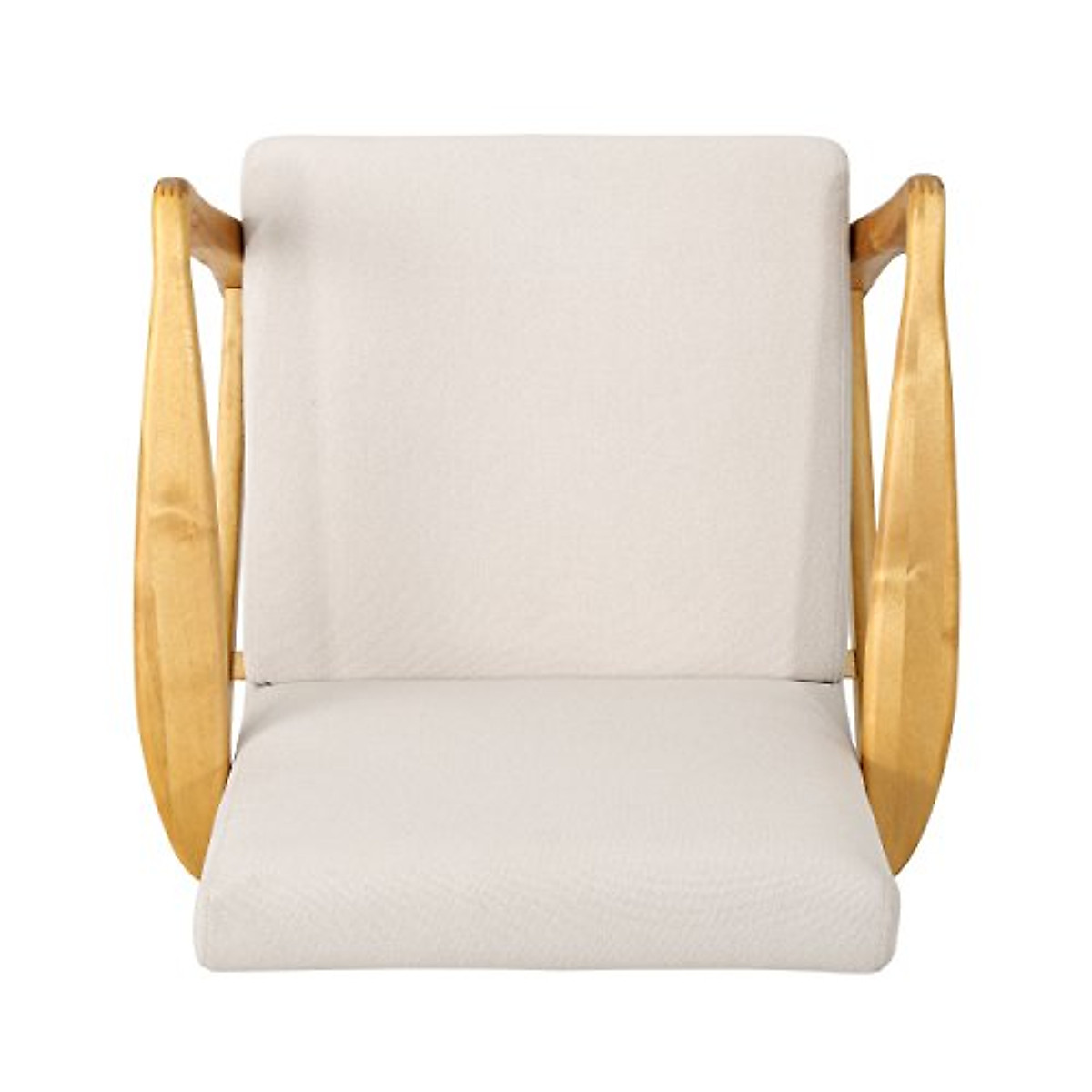 Christopher Knight Home Isaac Mid Century Modern Fabric Arm Chair, Ivory, Walnut 28.5D x 26.3W x 31.75H in