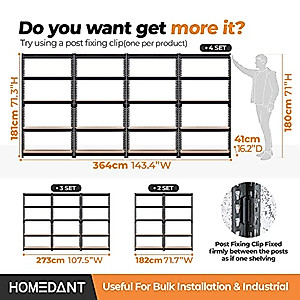 HOMEDANT 5-Tier Laminated Metal Shelving Unit Adjustable Garage Storage Utility Rack Heavy Duty Shelves Organization Multipurpose Shelf Warehouse Basement Pantry Shed 35.9" W x 16.2" D x 71.3" H 1Pack