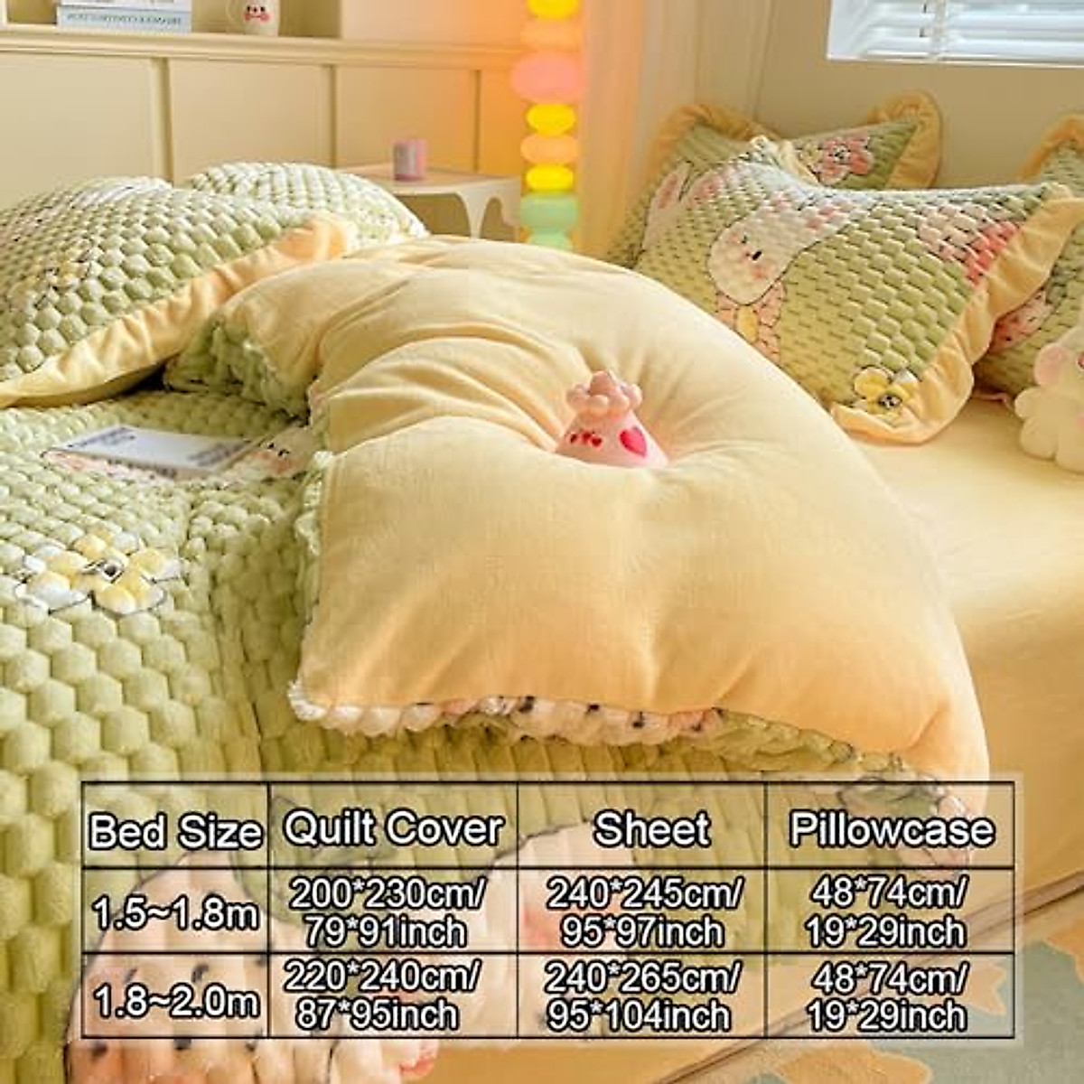 XHCTNN Milk Fleece Sheets King Size - Extra Soft Warm Quilt Cover Pillowcase Beding | 1 Sheet | 1 Quilt Cover | 2 Pillowcase(G,1.8~2.0m/220 * 240cm)