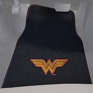 BDK Warner Bros DC Comics Classic Wonder Woman Carpet Floor Mats Car Accessories - 4pc Set Universal Fit for Car Truck Van SUV, Front 26" x 16.5", Rear 14" x 16.5" with No-Slip Grip