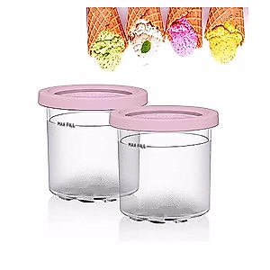 EVANEM 2/4/6PCS Creami Deluxe Pints, for Ninja Creami Pint,16 OZ Creami Pint Safe and Leak Proof Compatible with NC299AMZ,NC300s Series Ice Cream Makers,Pink-6PCS