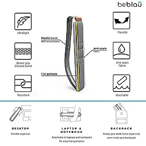 BEBLAU PACK SLIM + TWIST: THE MINIMALIST ORGANIZERS PACK: Unique & Innovative Portable Organizers. at Home, Office, or on-The-go, Have Everything in Place with Beblau Products! Grey Pack