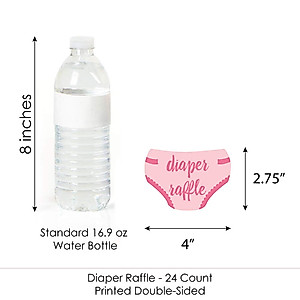 Big Dot of Happiness Baby Girl - Diaper Shaped Raffle Ticket Inserts - Pink Baby Shower Activities - Diaper Raffle Game - Set of 24