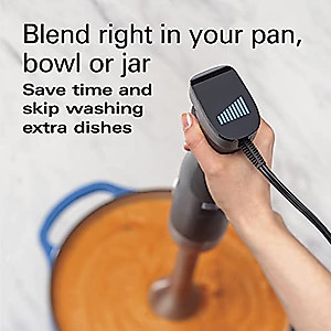 Hamilton Beach Professional Electric Immersion Hand Blender with Variable Speed + Whisk, 300 Watts, LED Screen, Stainless Steel (59750)
