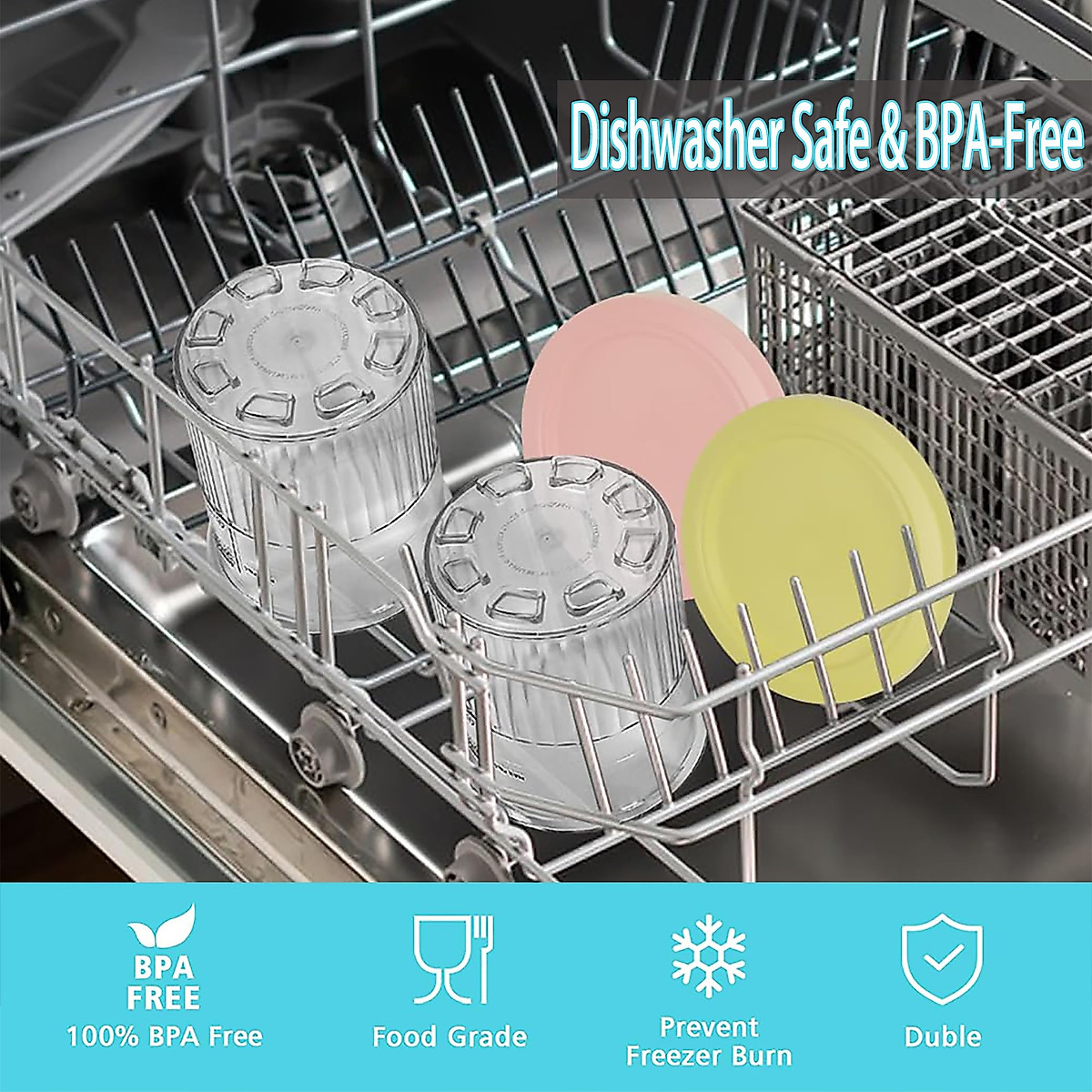 4 Pack Creami Pints and Lids for Ninja, for NC501 NC500 Creamy Icecream Containers Cups Jars Tubs Canisters Set, Smoothie Pot Compatible with NC501 NC500 Series Creamer Ice Cream Maker Machinease.