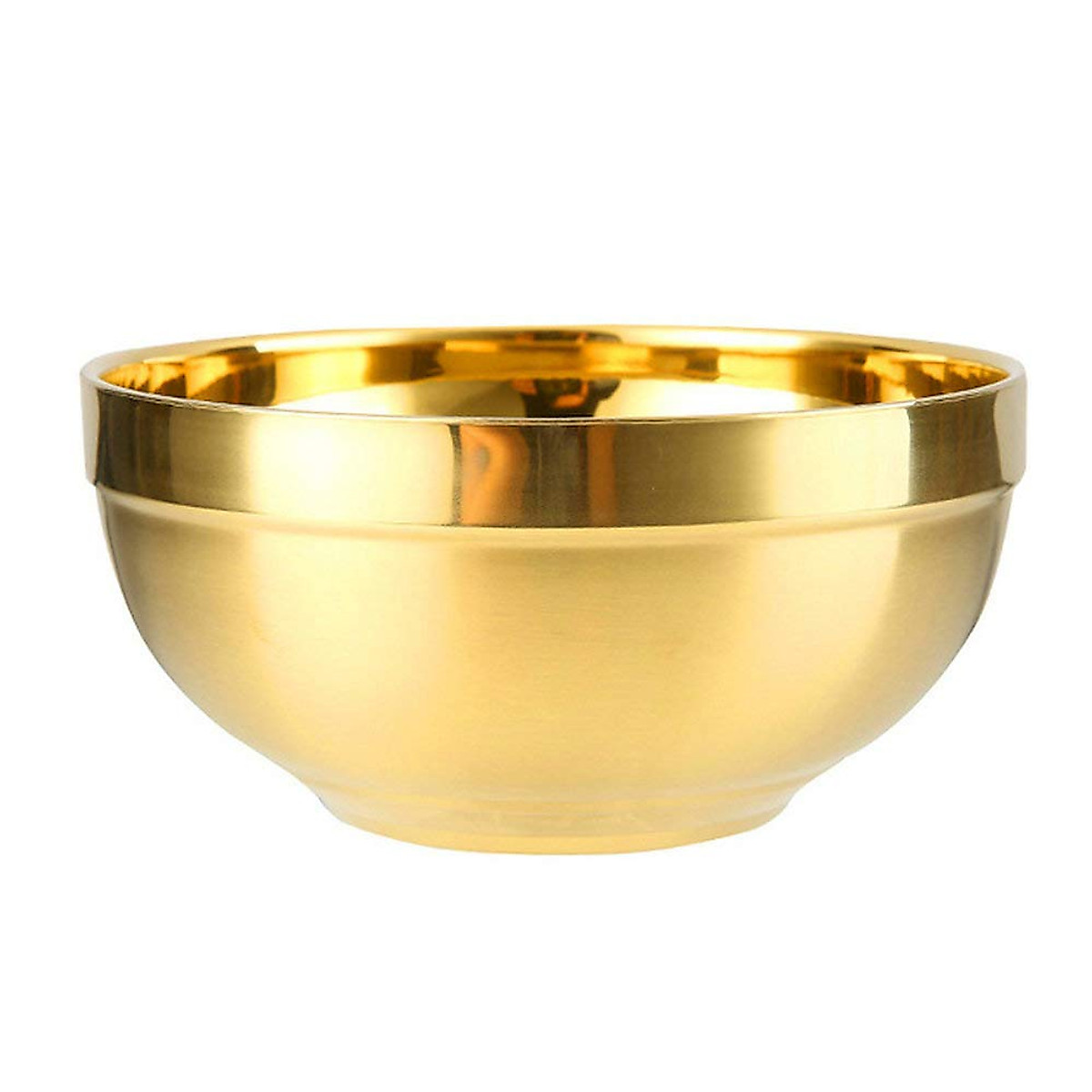 【XMJRL】304 food grade Insulated bowl Stainless steel bowl Thickened double layer Golden anti scald restaurant home children / adults (146.8cm)