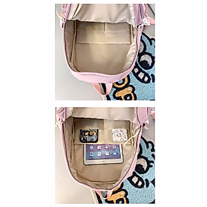 MWZING Kawaii Backpack with Cute Pin Accessories Plush Pendant Kawaii Cute Aesthetic Backpack GREEN