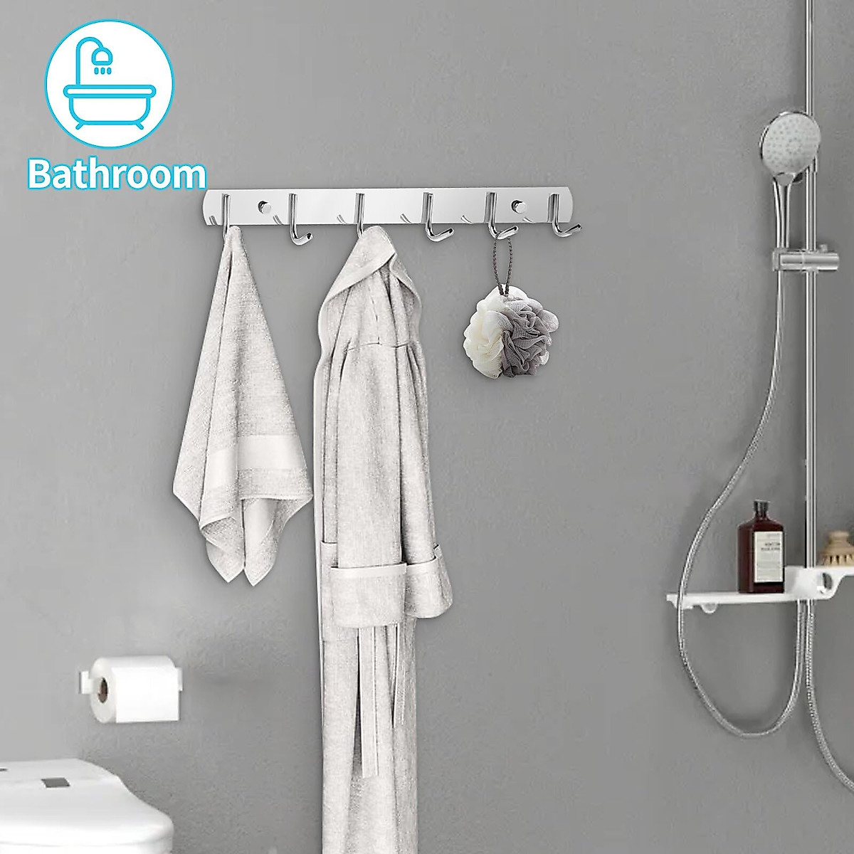 zmnklry Coat Rack Wall Mount, 6 Hook Coat Rack, Premium Stainless Steel Coat Rack Wall Mount, Upgrade Coat Hooks Wall Mount, Wall Mount Coat Rack, Wall Mount Coat Rack, Coat Racks (2-Pack)