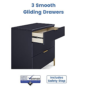 Delta Children Hendrix 3 Drawer Dresser, Midnight Grey/Bronze