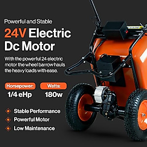 SuperHandy Wheelbarrow Utility Cart Electric 24V DC 330lbs Max Load Barrel Dump Material Debris Hauler (Amazon Exclusive)