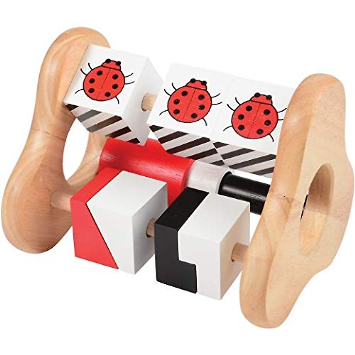 Constructive Playthings 5 1/2" H. x 6 1/2" W. x 5" D. Solid Rubber Wood Click Clack Busy Box Appropriate for All Ages