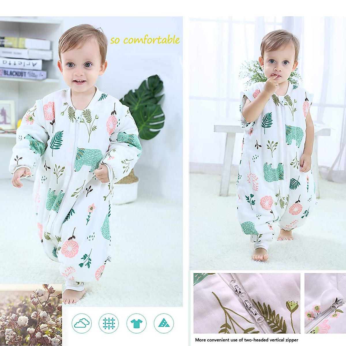 Happy Cherry Baby Winter Coverall One Piece Cute Cartoon Cotton Sleeping Sack