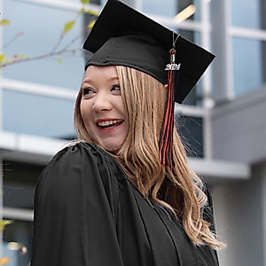 Endea Graduation Mixed Double Color Tassel with Silver Date Drop (Black/Red, 2024)