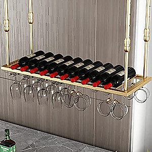 Wine Rack, Household Light Luxury High-end Upside-Down Bar Counter, Hanger Wine Holder Hanging Wine Storage Shelf, Height Adjustable Wine Hanger Organizer Rack (Color : A, Size : 6