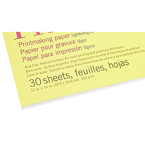 Strathmore 300 Series Printmaking Paper Pad, Glue Bound, 11x14 inches, 30 Sheets (120g) - Artist Paper for Adults and Students - Block Printing, Linocut, Screen Printing