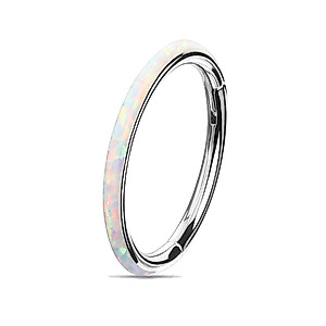 Dynamique Implant Grade Titanium Hinged Segment Hoop Ring With Opal Lined Outter Side (Sold Per Piece)