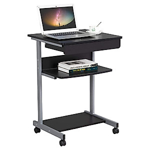 Topeakmart Wheeled Lectern Mobile Presentation Stand Podium w/ 2 Brake Casters, Storage Shelf, Edge Stopper