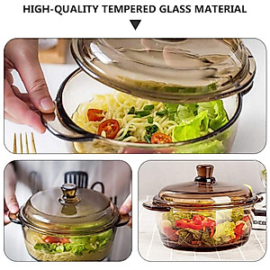 Hemoton 1pc Amphora Large Pho Bowls Ramen Noodle Pot Clear Cookware Stew Pots with Lids Restaurant Serving Bowl Fruit Bowl Baking Dish with Lid - Bowl Glass Salad Salt Toddler