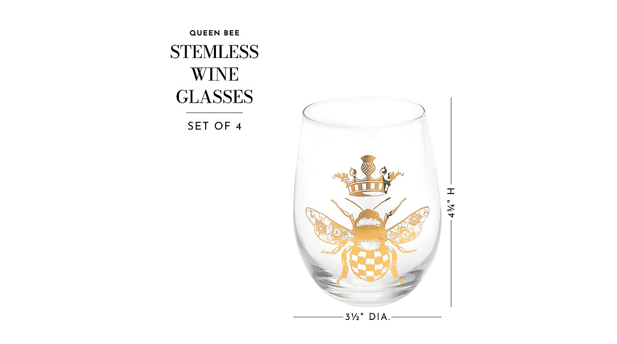 Shop Queen Bee Stemless Wine Glasses | MacKenzie-Childs Unique Gift