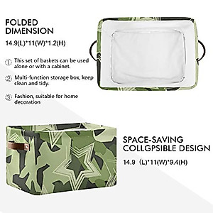 Baofu Large Storage Basket Square Foldable Canvas Laundry Baskets Bin Waterproof Inner Layer with Sturdy Handles for Kids Toy Nursery Blanket Clothes Decorative- Camo Pattern