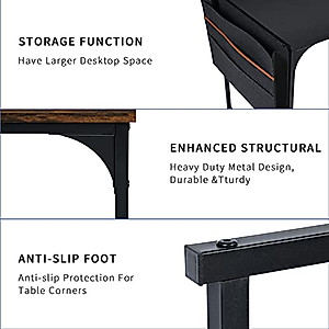 Homy Casa Inc 47 inch Study Storage Bag Space Saving for Home Office, Modern Simple Style PC Metal Frame Computer Desk, Writing Table, Black, Brown