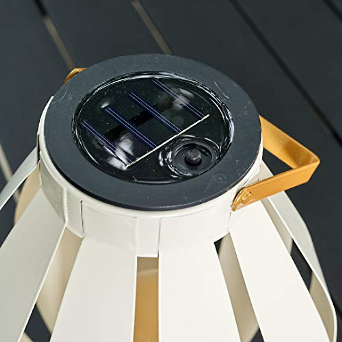 Quality Outdoor Living 29-KY03SOL Solar Powered LED Outdoor Metal Lantern with Candle, White