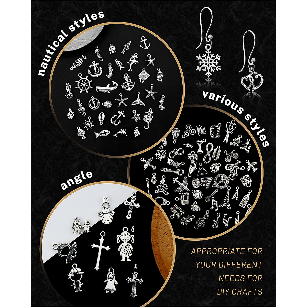 JIALEEY 300 PCS Wholesale Bulk Lots Jewelry Making Charms Mixed Smooth Tibetan Silver Alloy Charms Pendants DIY for Bracelet Necklace Jewelry Making and Crafting