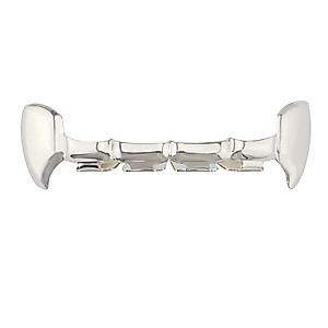 OOCC 18K Gold Plated Hip Hop Teeth Grillz Caps Iced Out CZ Top and Bottom Vampire Fangs Grillz for Your Teeth (Silver)