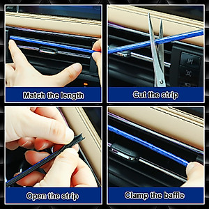 Frienda 28 Pcs Car Accessories: 20 Pcs Air Conditioner Decoration Strip, 4 Non-Slip Silicone Cup Coasters, 4 Car Tire Valve Stem Caps (Blue)