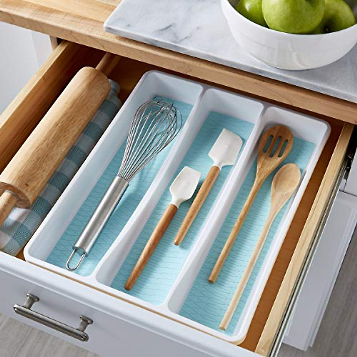Copco Basics 3 Compartment Drawer Organizer, Aqua Sky