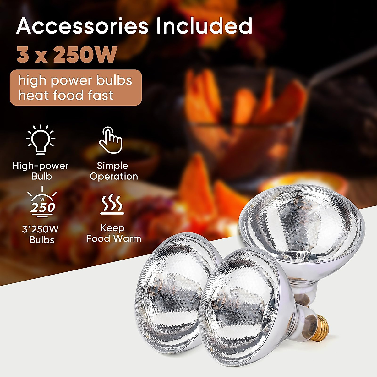 SOKO Food Heat Lamp - Commercial Food Warming Lamp with Dual 250w Bulbs 360°Adjustable Head Food Warmer Heat Lamp for Food Heating Buffet Parties Restaurant Kitchen Home Use, Rose Gold