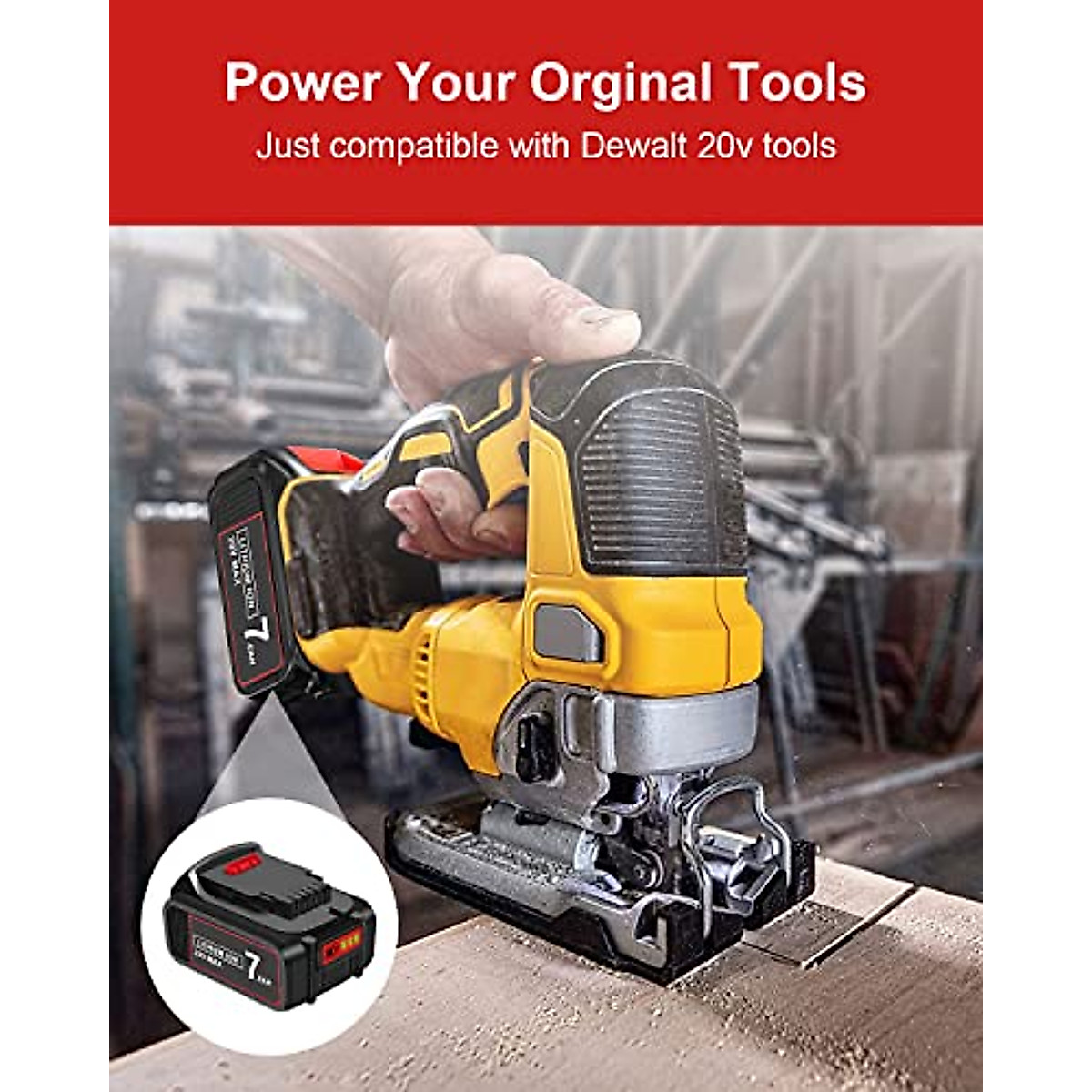 Lenoya 7000mAh Replacement for Dewalt 20V Battery DCB207 2Packs