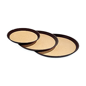 G.E.T. Enterprises Brown 16" Round Cork Lined Tray, Break Resistant Polypropylene Serving Trays Collection RCT-16-BR (Pack of 12)