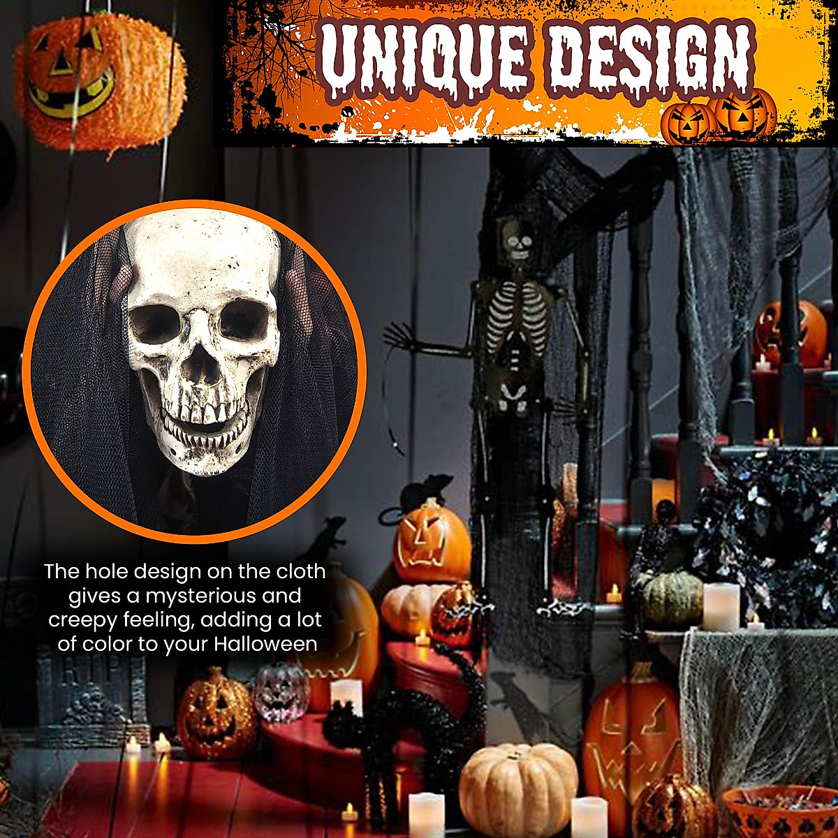 DealKits Halloween Creepy Cloth, Spooky Giant (30 x 420 in.) Cheese Cloth Tapestry for Halloween Party Supplies Decorations Outdoor Yard Home Wall Decor, Black