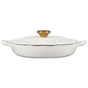 Le Creuset Signature Enameled Cast Iron Petal Braiser, 2.25qt., White w/Gold Knob