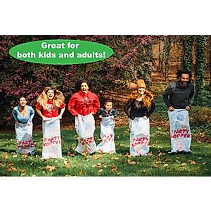 8 Pack - Durable Potato Sack Race Bags, No Weird Burlap Odors or Messy Fibers, Great for Kids and Adults, 23.5" x 41" Tough Interwoven Plastic, Birthday Party and Outdoor Games, Gunny Sack Races