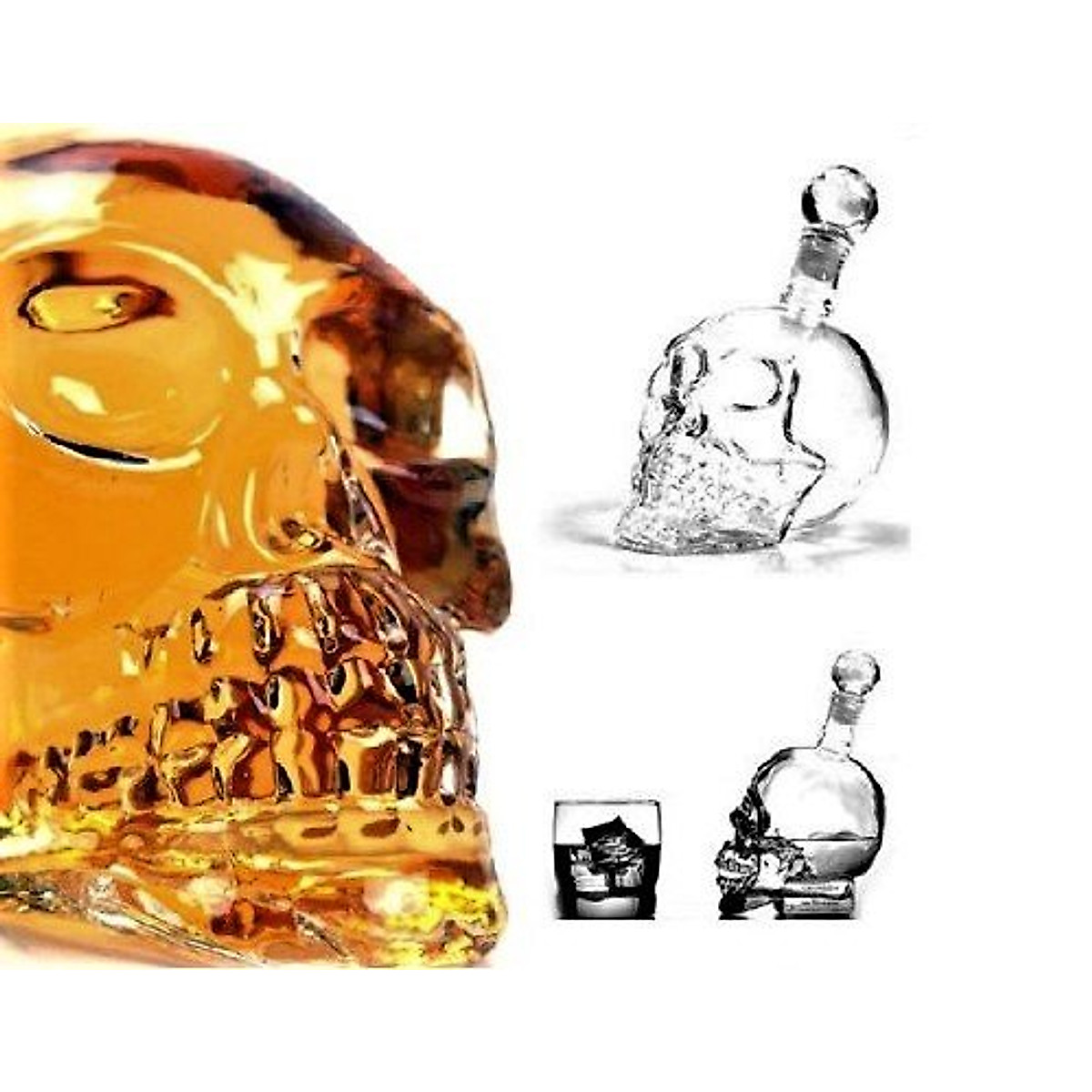 Bargain Crusader Skull Head Vodka Shot Whiskey Wine Drinking Glass Bottle Decanter Skull Shaped Wine Bottle (1, 500ml Decanter)