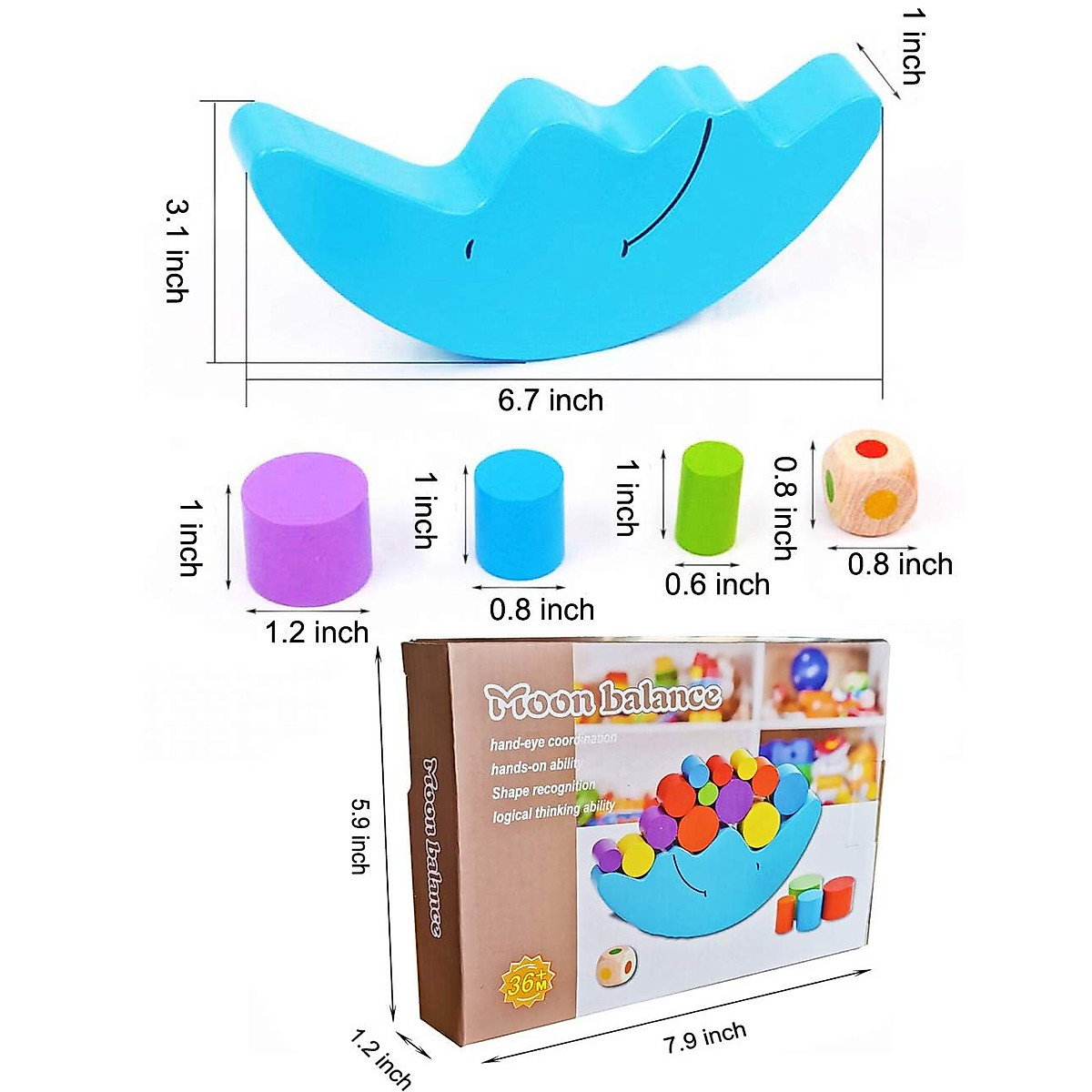 HWD Wooden Stacking Blocks Balancing Games, Moon Equilibrium Puzzles Toy, Preschool Early Educational Parent-Child Interaction Sorting Games for Toddler, Kids, Children