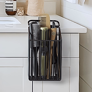 NiHome Hot Hair Tool Holder Basket, Versatile Storage for Curling Irons and Heat Tools with Suction Cup and Hook Installation, Sturdy Iron Multifunctional Use for Bathroom Countertop Organization