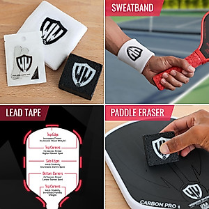 Weekend Warrior Pickleball Paddle - USAPA Approved - T700 Carbon Fiber for Ultimate Spin - Elongated Handle and Shape for Power - Paddle Cover, Paddle Eraser, Lead Tape, Sweatband Included