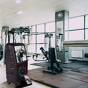 Professional Karaoke Machine with Lyrics Display, Bluetooth Portable Singing PA Speaker System for Christmas Party, Built-in 15" Tablet, LED Lights, 2 Wireless Microphones, USB, AUX, SD & FM Radio