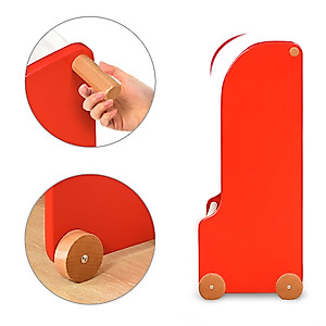 Bolocon Kids Car-Shaped 5-Tier Sling Book Rack Features Two Top Handles for Toddler Boys and Girls Gift,Storage Bookcase Bookshelf Organizer with Deep Canvas Sleeves (Racing Red)