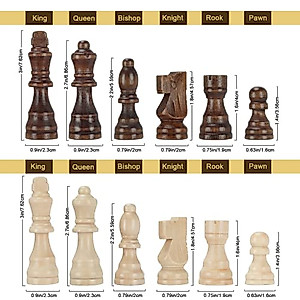 Hurdaos Magnetic Wooden Chess Board & Crafted Pieces Set, 15'' Folding Chessboard, Portable Travel Chess Game for Kids Adults Tournament Professional Beginner, Luxury Chess, Unique Design, 2 players