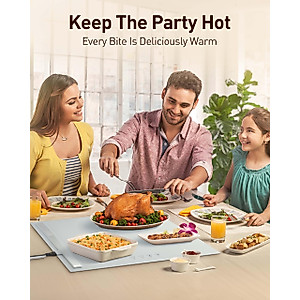 Electric Warming Tray for Party - Food Warmers with Adjustable Temperature, Foldable Food Warming Tray for Features 3 Modes & Fast Heating, Hot Plate for Pizza, Buffet, Family Gatherings