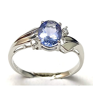 R1165P Oval (6x8mm,1.5Ct) Helenite Contemporary Style Sterling Silver Modern Ring (Purple, 7)