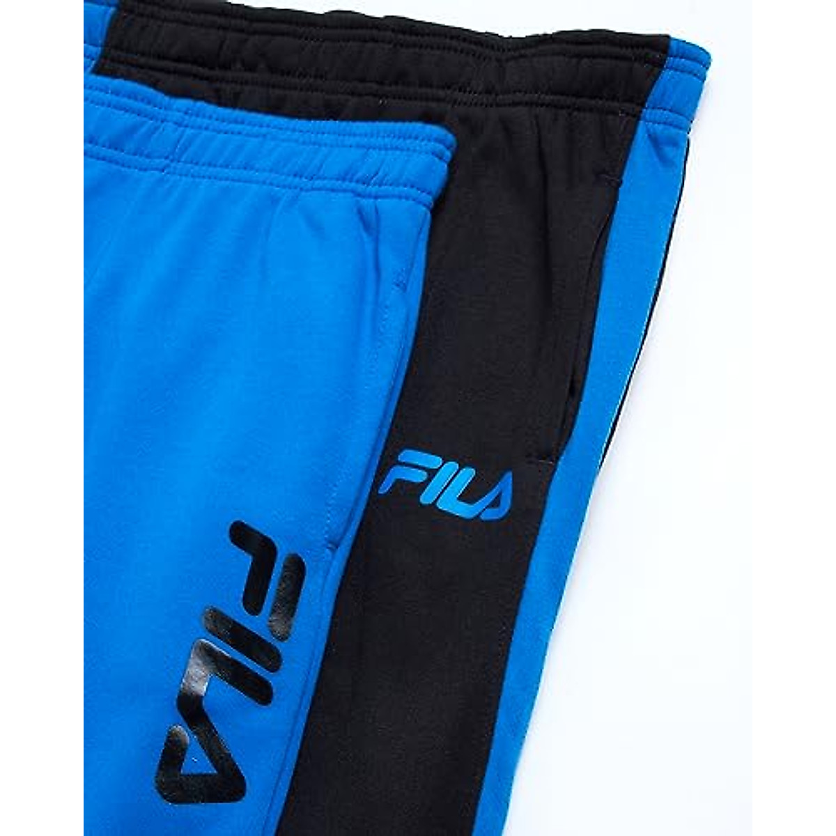 Fila Boys Active Sweatpants - 2 Pack Athletic Performance Fleece Jogger Sweatpants - Activewear Pants for Boys, S-XL, Size Medium, Prince Blue/Black