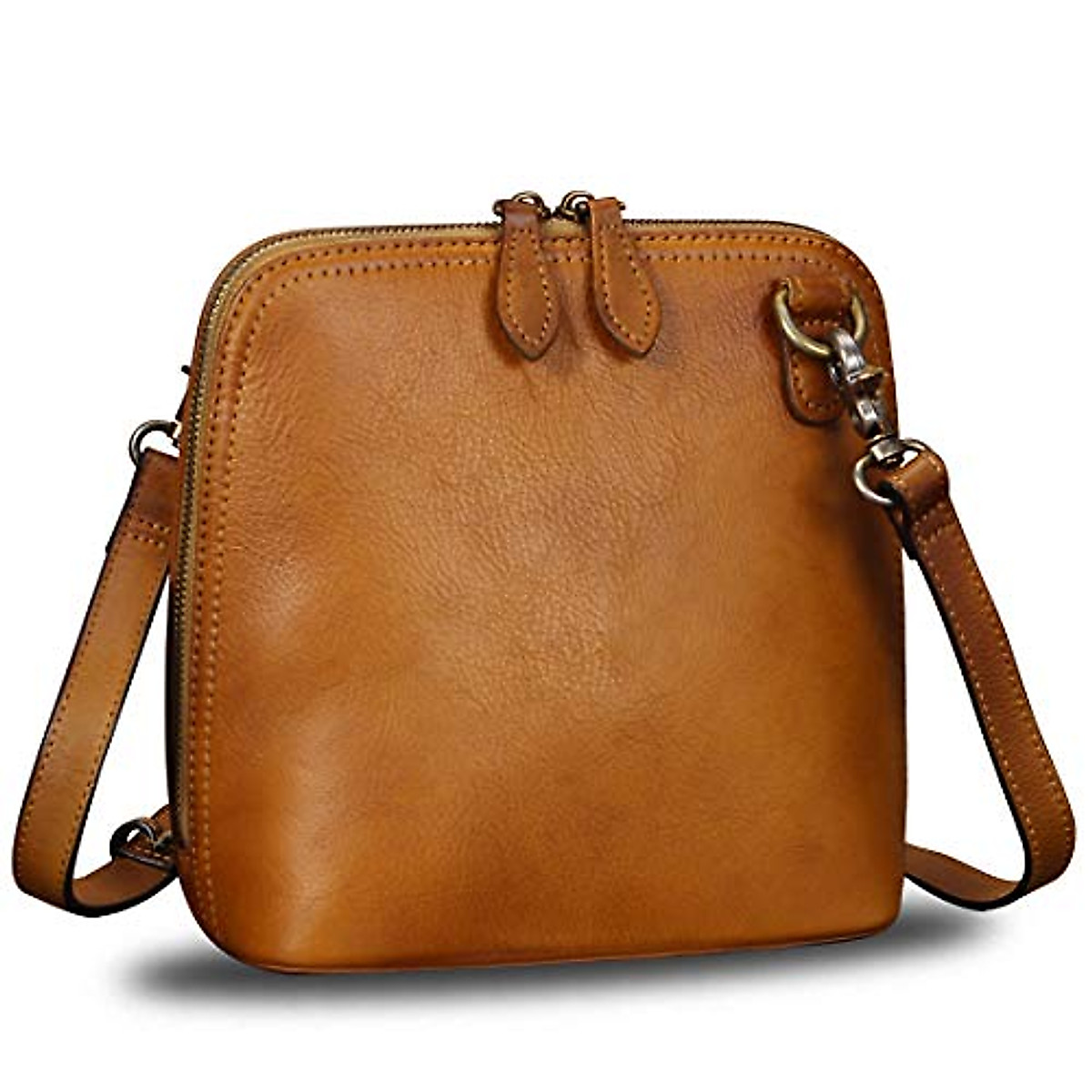 Genuine Leather Crossbody Bag for Women Vintage Style Handmade Satchels Small Purses (Brown)